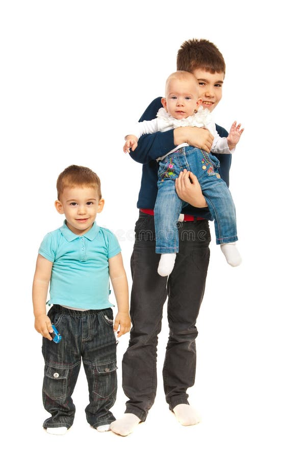 Happy mom with three kids stock photo. Image of background - 38860434