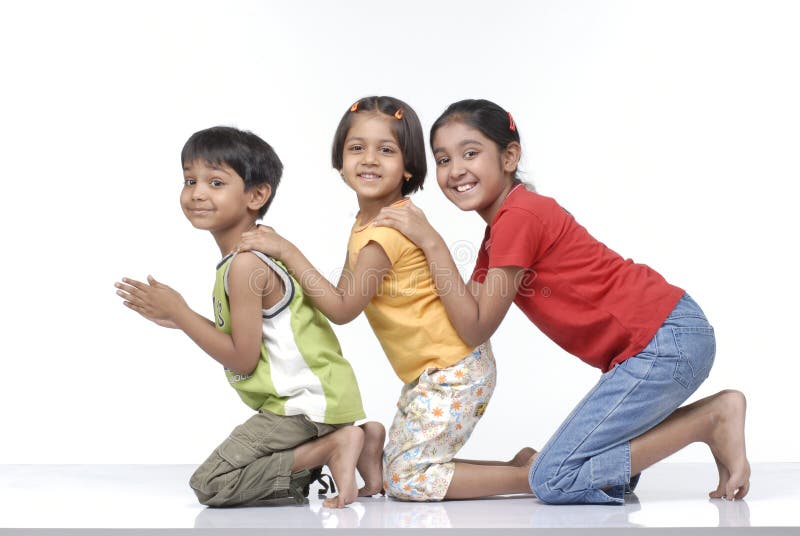 Happy three children stock photo. Image of closeup, primary - 9166932