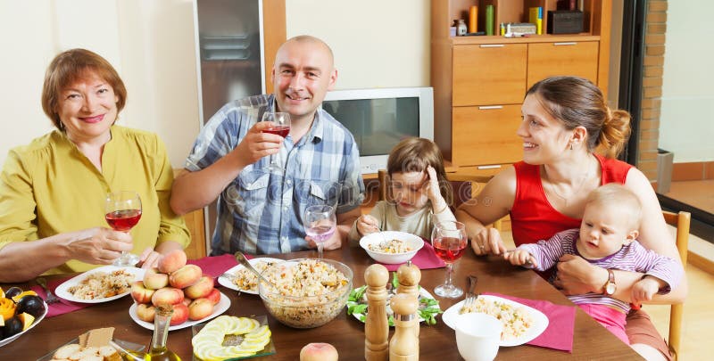 Happy Three Generations Family Stock Photo - Image of home, generations ...