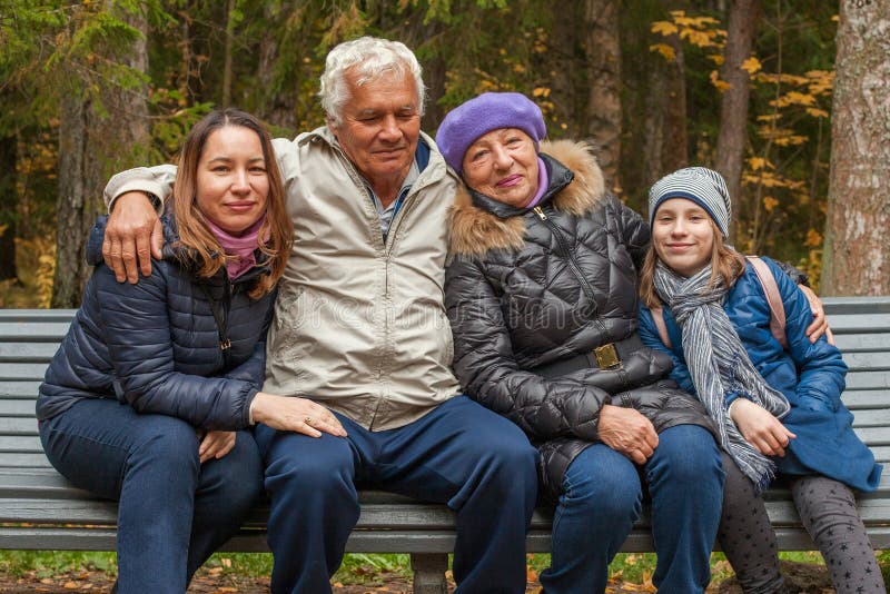 Happy Three Generations Family Outdoors Stock Photo - Image of ...