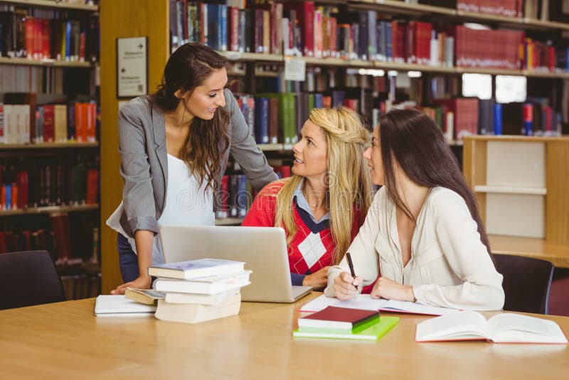Happy Three Students Working Together Stock Image - Image of mixedrace ...