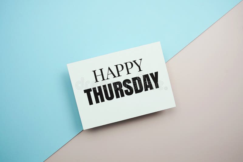 Happy Thursday Text Message on Blue and Pink Background Stock Image ...