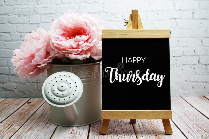 Happy Thursday Typography Text on Easel Wooden Board Stock Photo ...