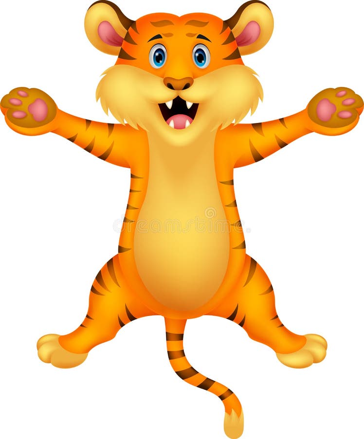 Happy tiger cartoon stock vector. Illustration of character - 39820430