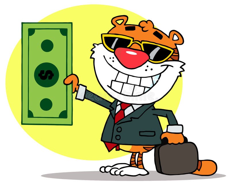 Happy Tiger Keeps Dollar and Business Briefcase Stock Vector ...