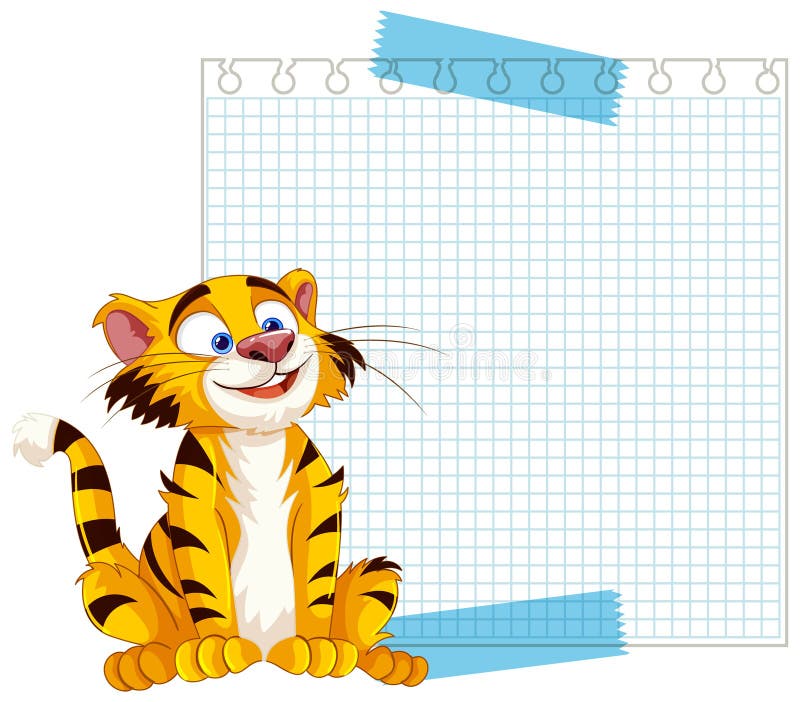 A happy tiger beside paper stock vector. Illustration of whiskers ...