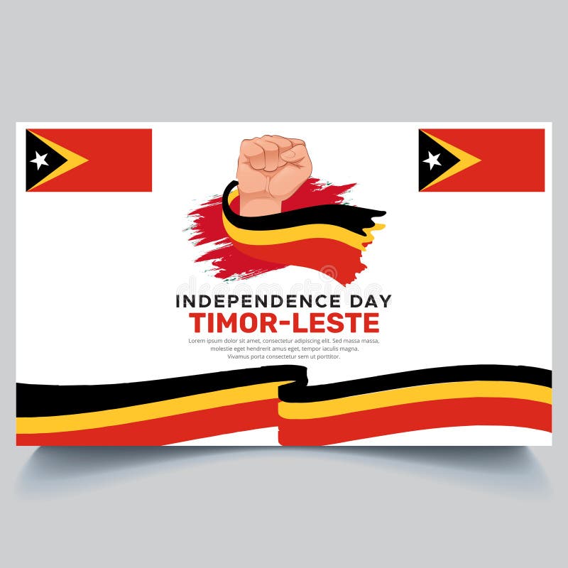 Happy Timor Leste Independence Day Banner and Hand Flag Design Vector ...