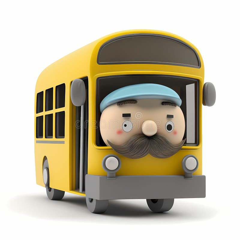Tiny Man Work As Bus Driver. Generative AI Stock Illustration ...