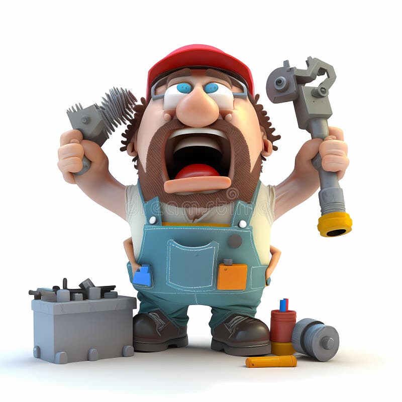 Tiny Man Work As Mechanic. Generative AI Stock Illustration ...