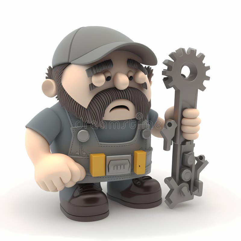 Tiny Man Work As Mechanic. Generative AI Stock Illustration ...