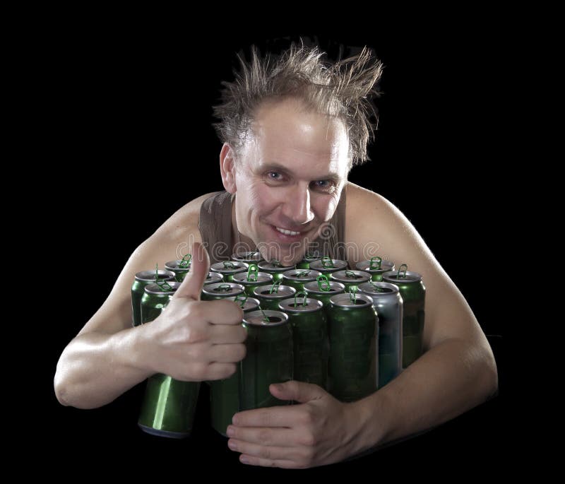 The Happy Tipsy Man Near Empty Beer Jars Stock Image - Image of beer ...