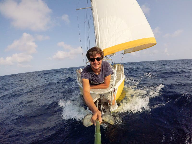 Happy to sail stock image. Image of selfie, tourism - 100841741