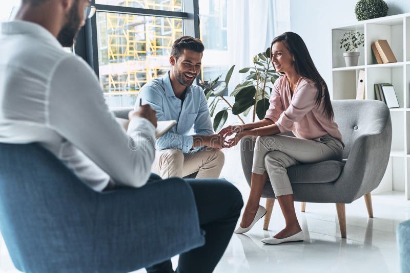 Happy To Solve the Problem. Stock Image - Image of discussion, advice ...