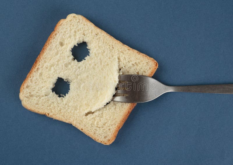 Happy Toast with a Fork in Her Mouth Stock Image - Image of good ...