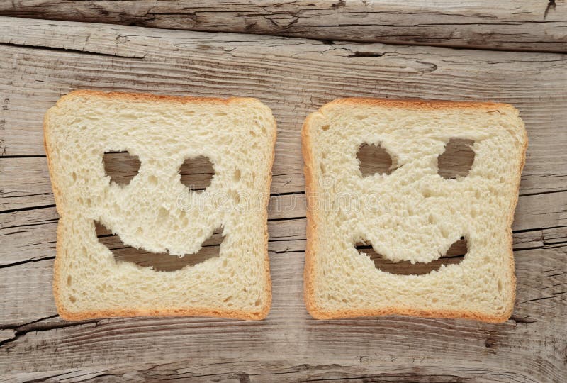 Happy Toast on an Old Wooden Stock Image - Image of cereal ...