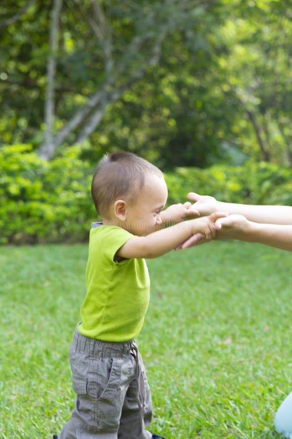 Happy Toddler Boy Learning To Walk Stock Photo - Image of adorable ...