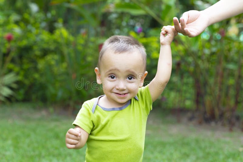 Happy Toddler Boy Learning To Walk Stock Image - Image of infant, love ...