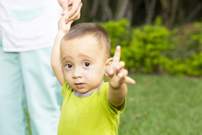 Happy Toddler Boy Learning To Walk Stock Photo - Image of children ...