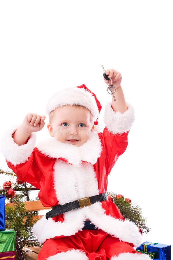 Happy Toddler Santa With Keys Stock Photo - Image of cute, beautiful ...