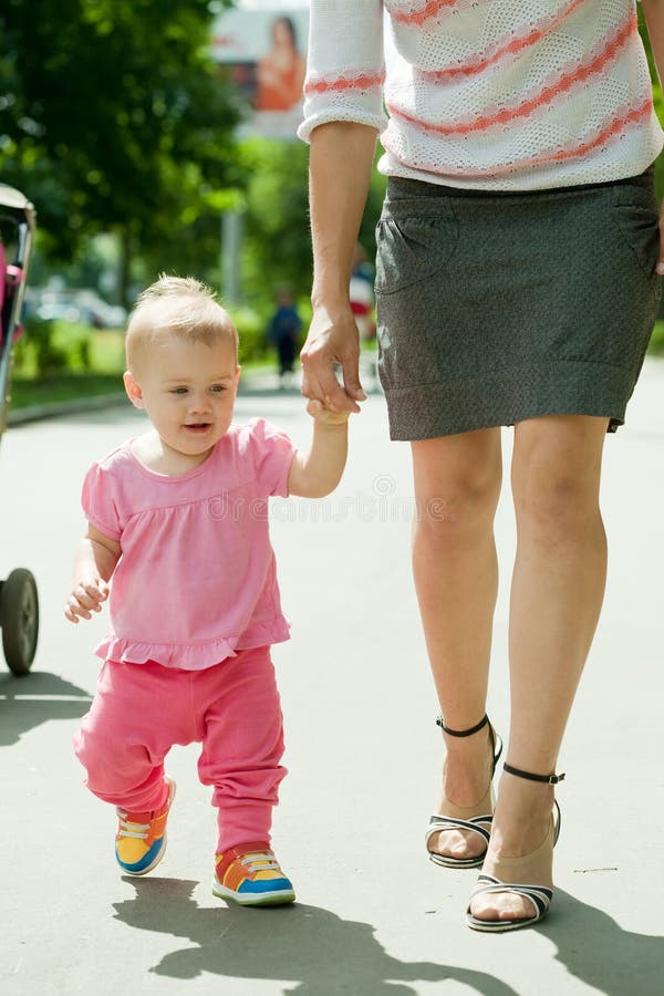 Happy Toddler Walking on Road Stock Image - Image of road, months: 20838171