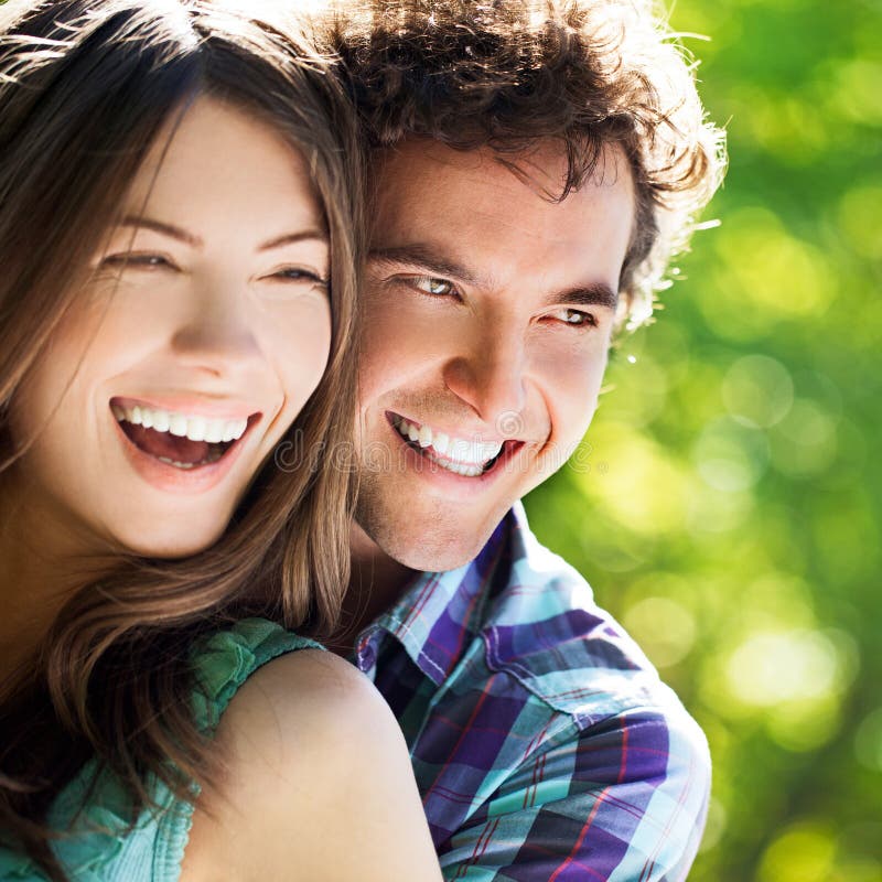 Happy Smiling Couple Together Stock Image - Image of outdoor, dream ...