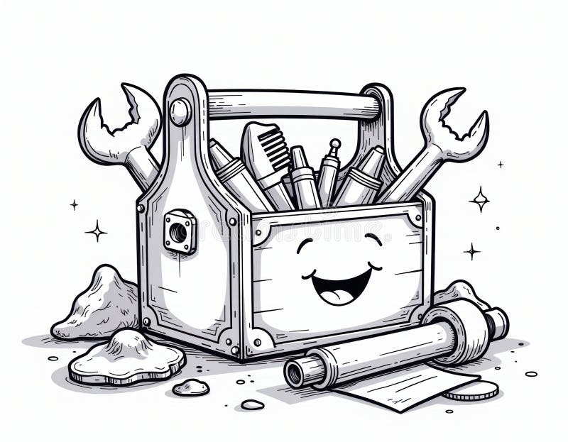 Happy Tool Box Cartoon Illustration - Tools, Crafts, and Creativity ...