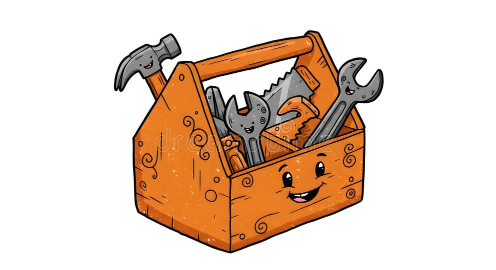 Happy Tool Box stock illustration. Illustration of grey - 373162568