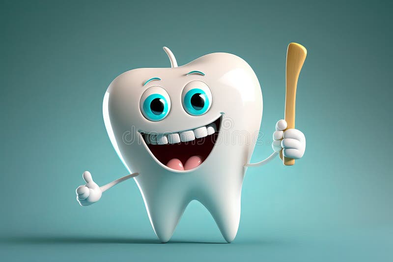 Happy Tooth Cartoon Character.Generative AI Stock Illustration ...