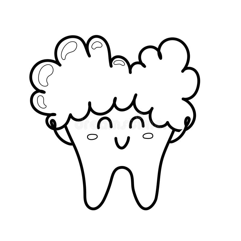 Happy Tooth Cleaning with Toothpaste Foam in Black and White. Healthy ... Happy Tooth Cleaning with Toothpaste Foam in Black and White. Healthy ...