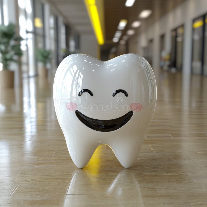 Happy Tooth 3D Rendering on Blurred Background, Ideal for Healthcare ...