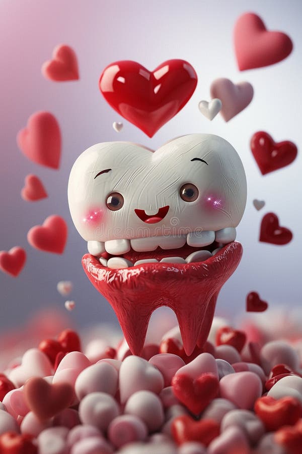 Happy Tooth Figurine with Heart. Selective Focus Stock Photo - Image of ...
