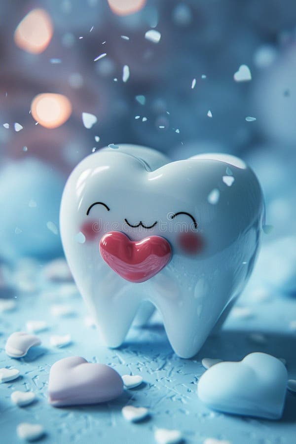 Happy Tooth Figurine with Heart. Selective Focus Stock Image - Image of ...