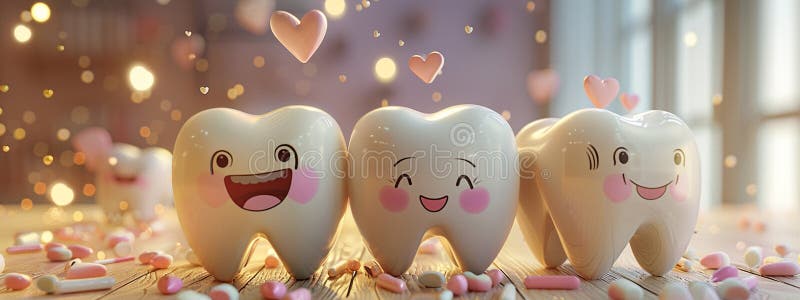Happy Tooth Figurine with Heart. Selective Focus Stock Image - Image of ...