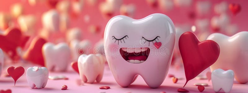 Happy Tooth Figurine with Heart. Selective Focus Stock Photo - Image of ...