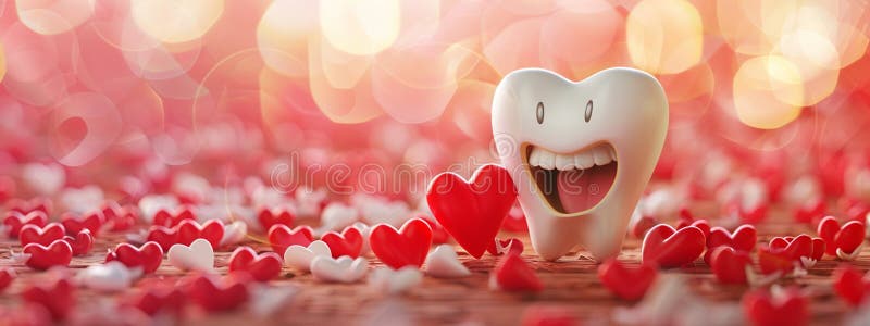 Happy Tooth Figurine with Heart. Selective Focus Stock Photo - Image of ...