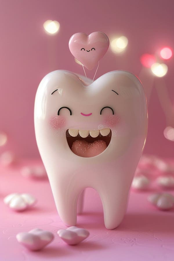 Happy Tooth Figurine with Heart. Selective Focus Stock Photo - Image of ...