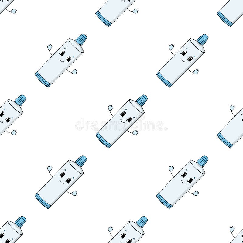 Happy Toothpaste. Colored Seamless Pattern with Cute Cartoon Character ...
