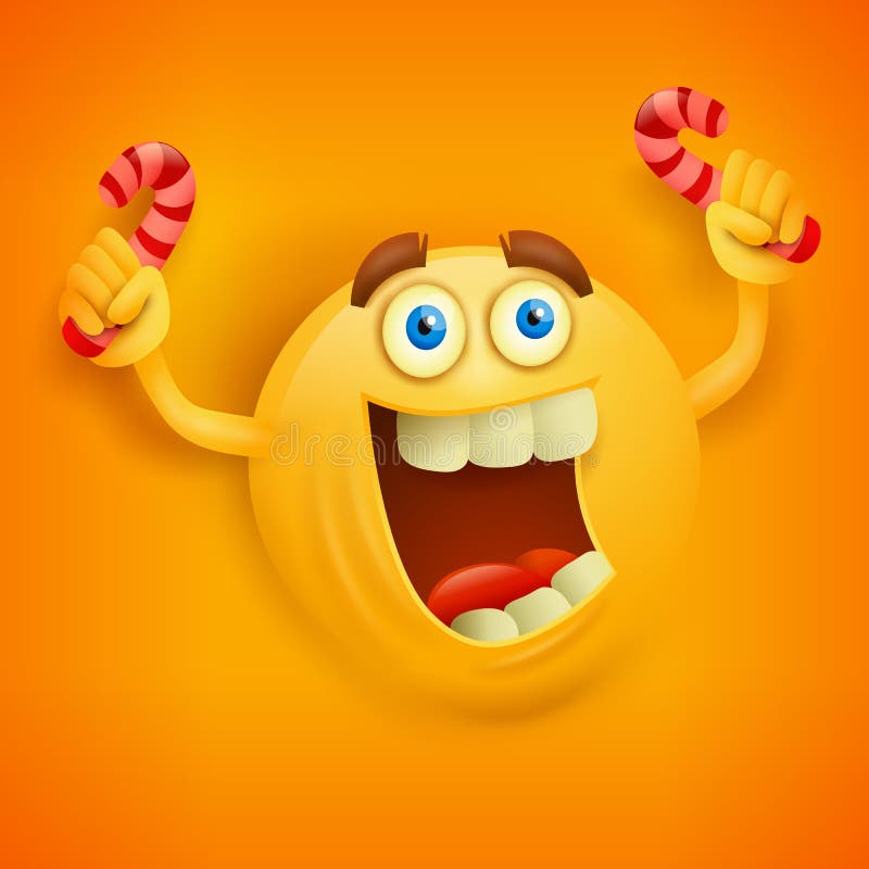 Happy Toothy Yellowround Face with Candys Stock Illustration ...