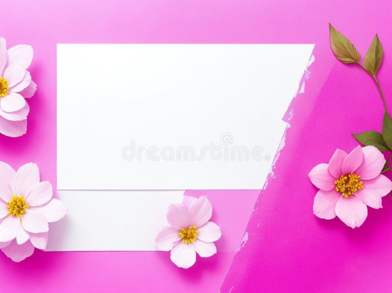 Happy Top View Perple Frame and Flowers Arrangement on Blank Paper ...