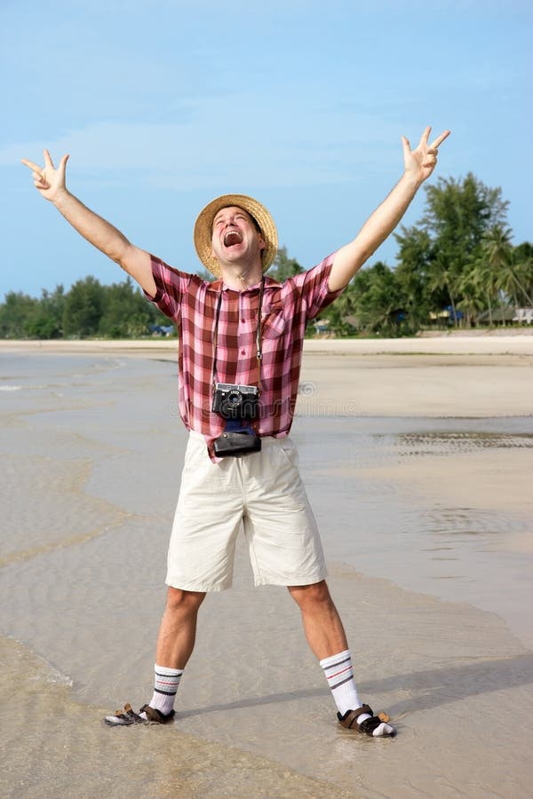 Happy tourist stock photo. Image of enjy, humorously - 35625418
