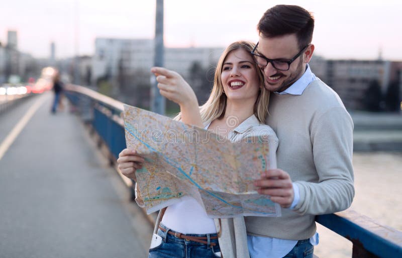 Happy Tourists Traveling and Smiling Stock Image - Image of sightseeing ...