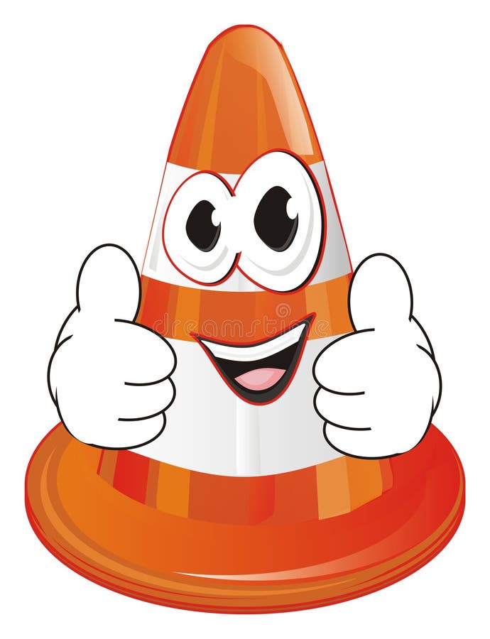 Happy Traffic Cone Show Gesture Stock Illustration - Illustration of ...