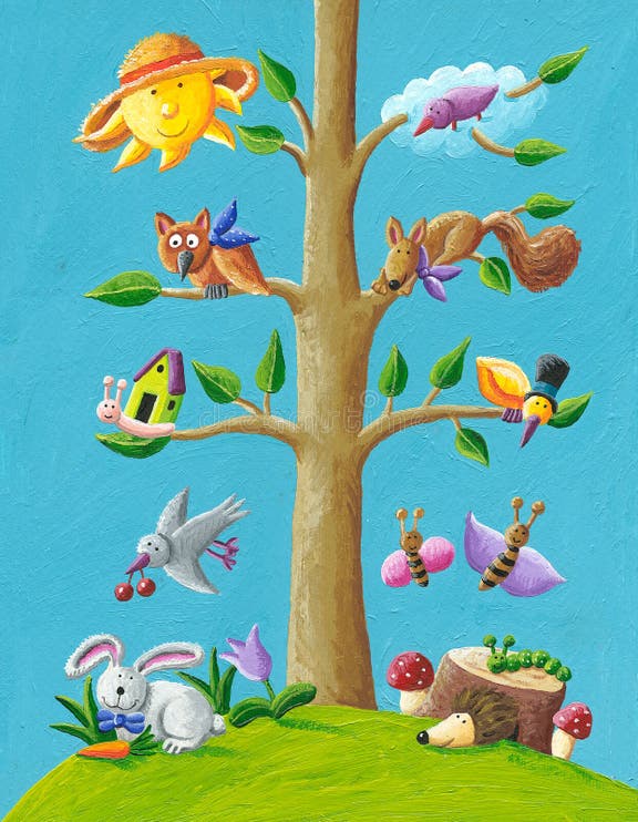 Happy tree stock illustration. Illustration of fantasy - 21175695