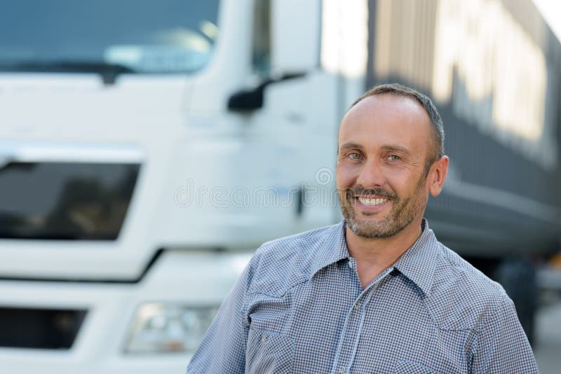 Happy Truck Driver Smiling at Camera Stock Image - Image of carrier ...