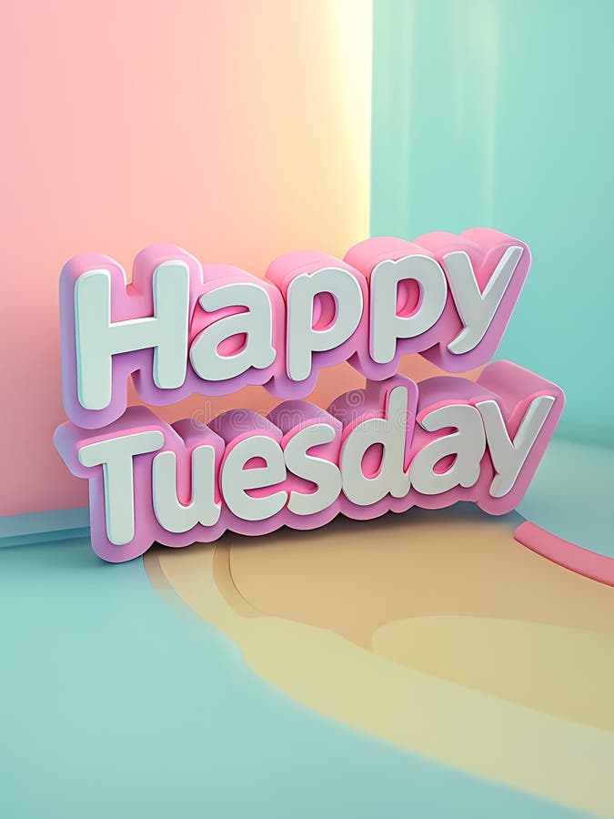Happy Tuesday 3D Text on Pastel Background Stock Illustration ...