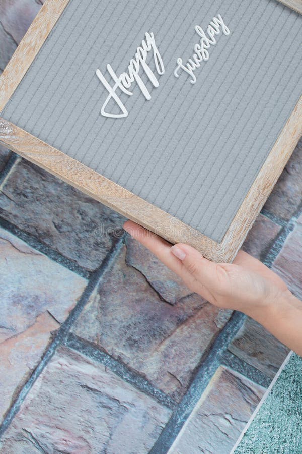 Happy Tuesday Poster Embedded on Grey Background Stock Photo - Image of ...