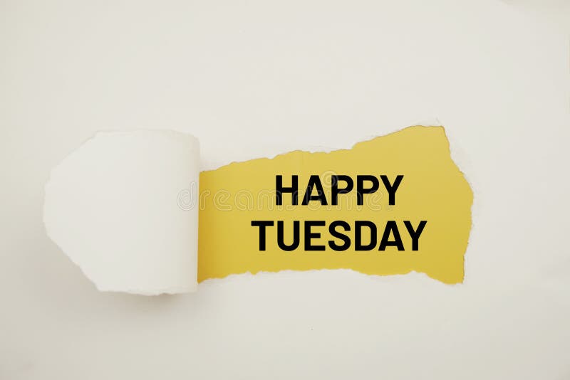 Happy Tuesday Text Message on Yellow Background Stock Photo - Image of ...