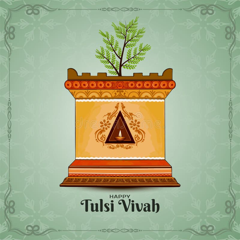Happy Tulsi Vivah Festival Celebration Greeting Card Design Stock ...