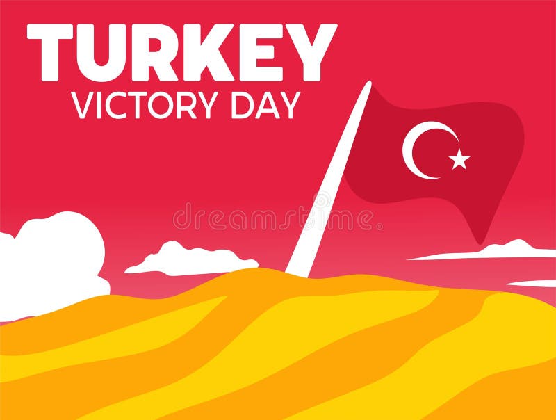 Happy Turkish Victory Day with Turkish Flag Stock Vector - Illustration ...