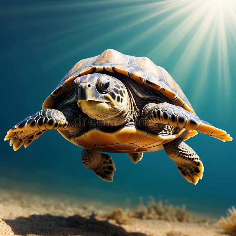 Happy Turtle Jumping Forward - AI Generative. Happy Turtle Reaching Out ...